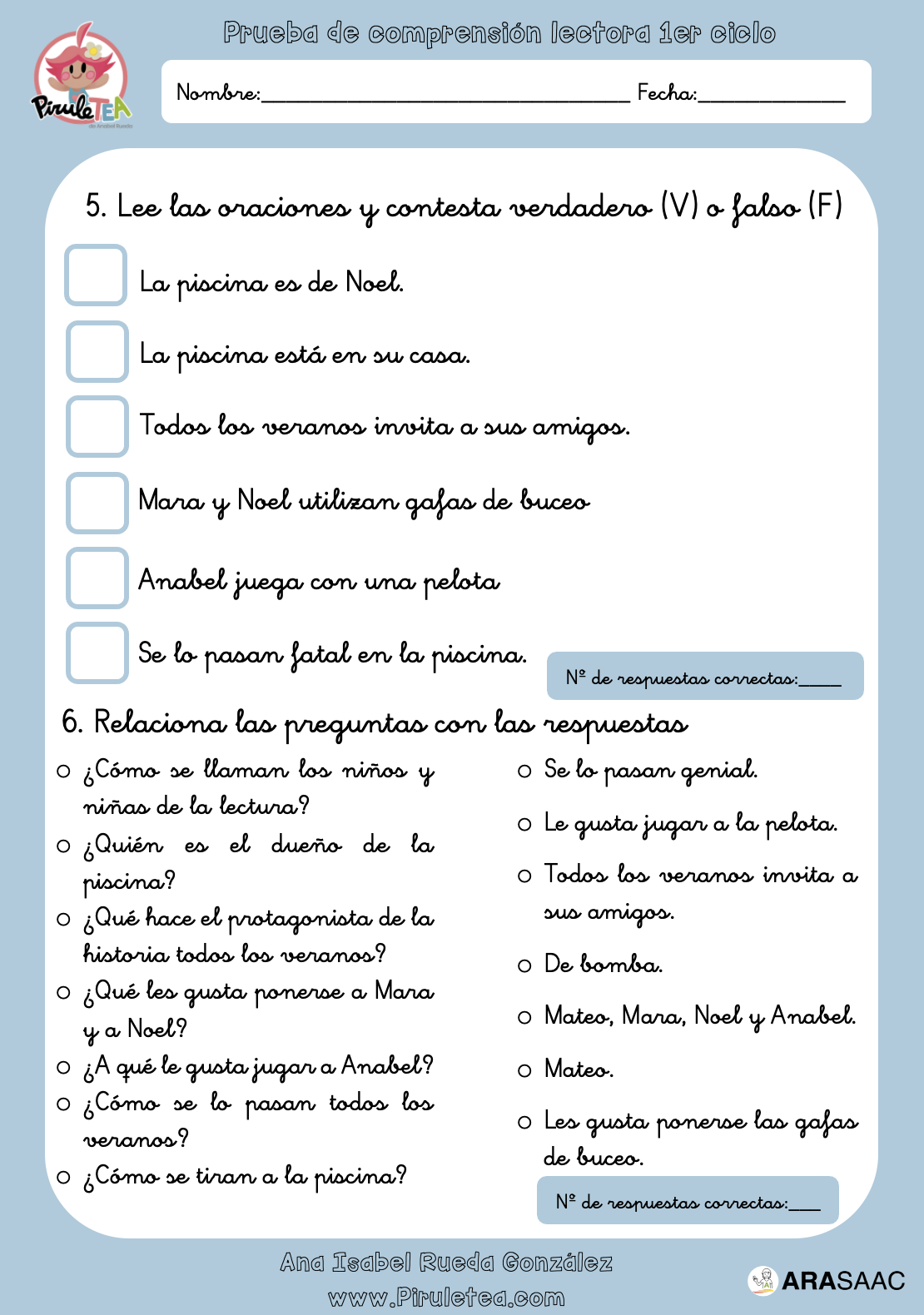 Prueba de comprensión lectora 1er ciclo