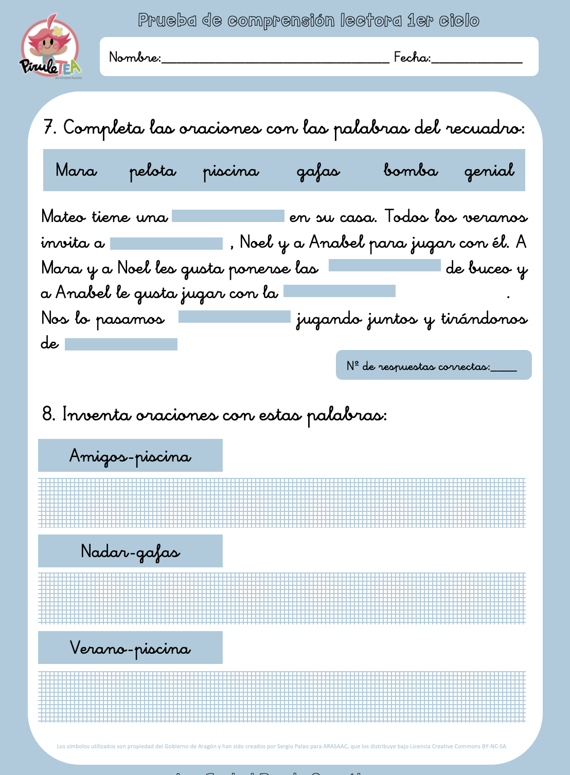 Prueba de comprensión lectora 1er ciclo
