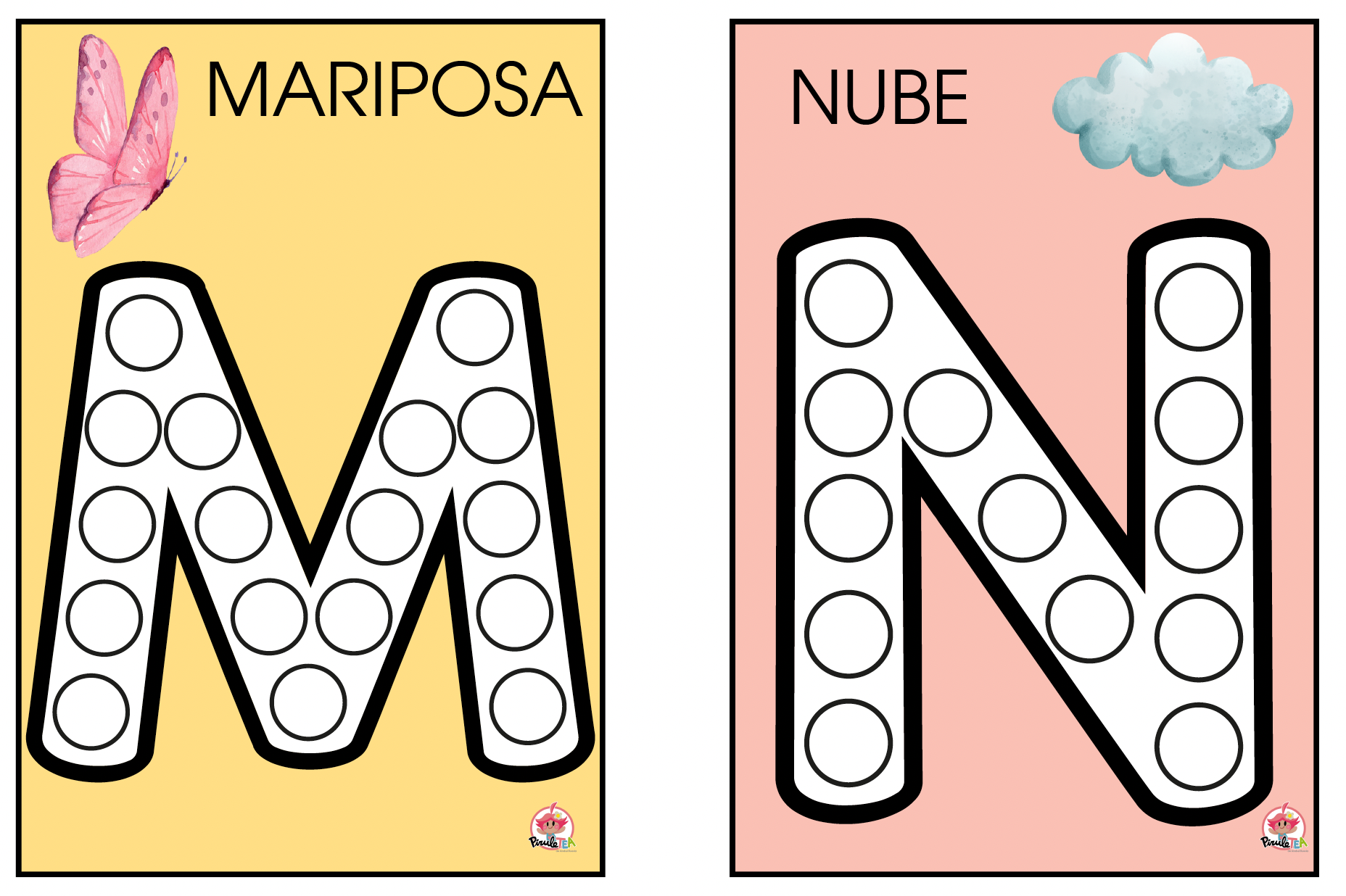 Abecedario de pompones y gomets