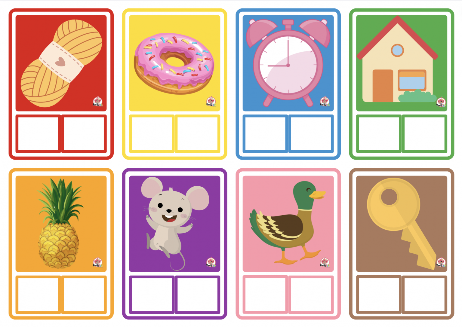 Tarjetas de palabras bisílabas