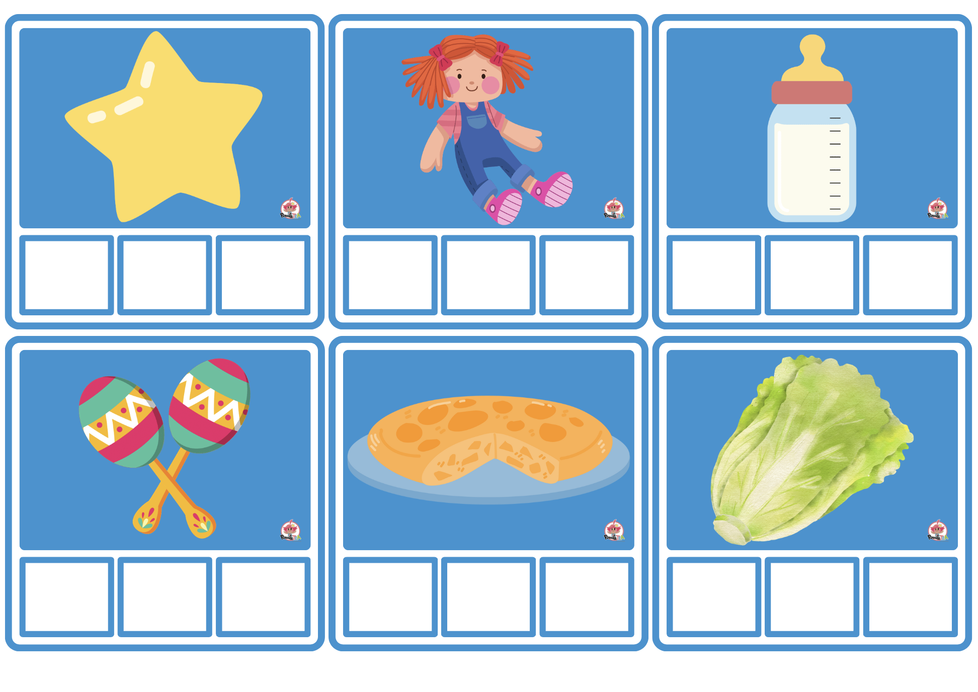 Tarjetas de palabras trisílabas