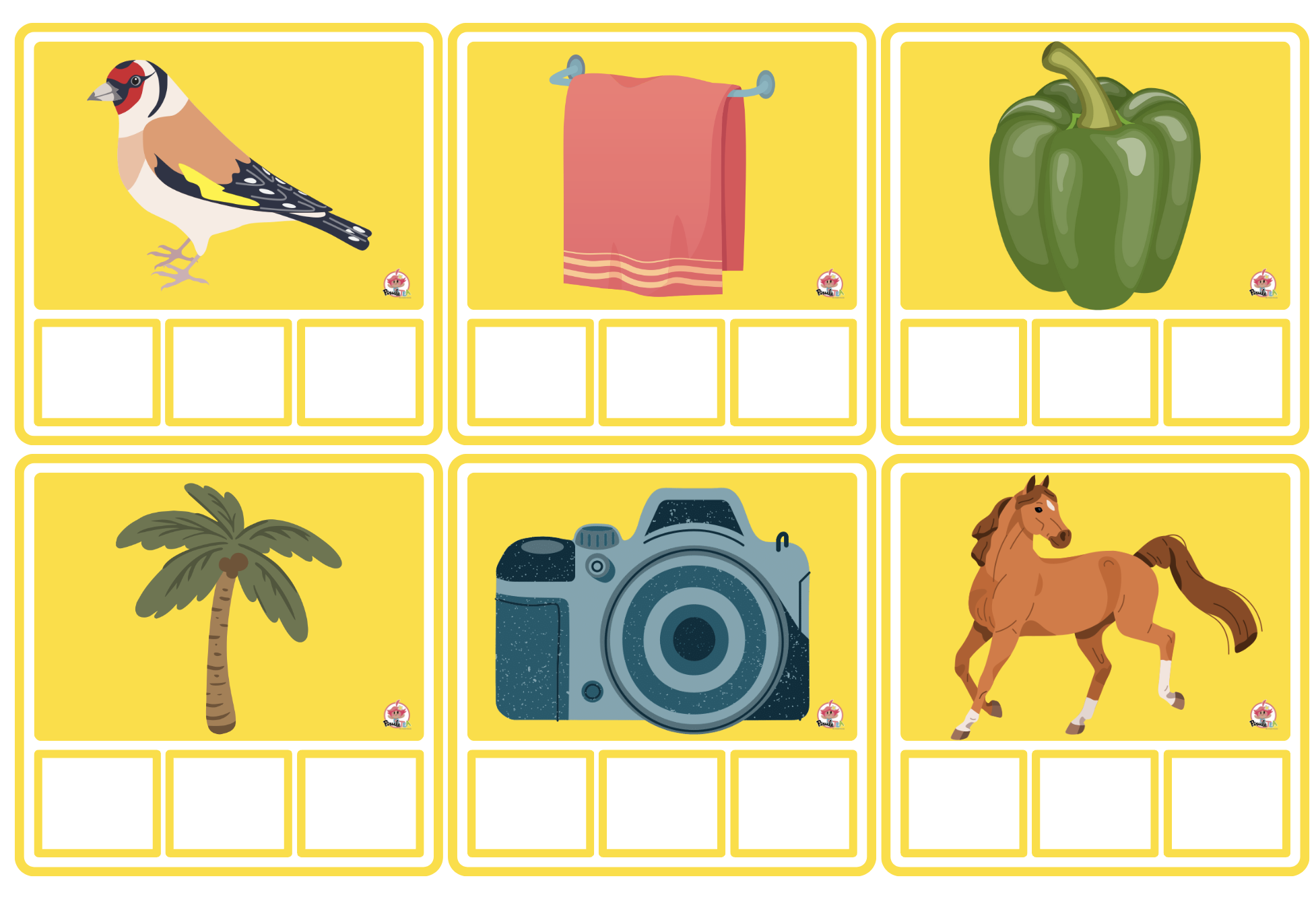 Tarjetas de palabras trisílabas