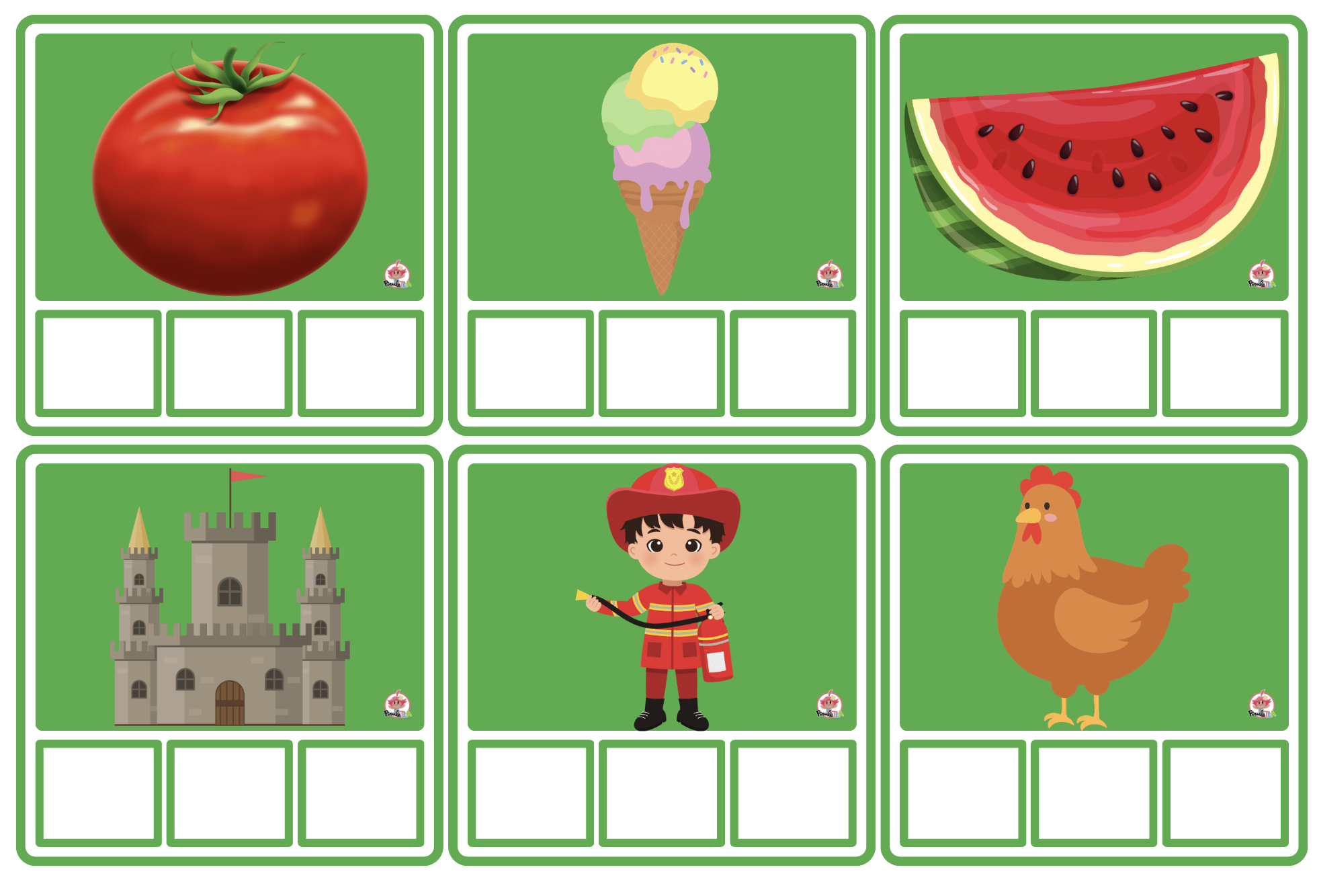 Tarjetas de palabras trisílabas