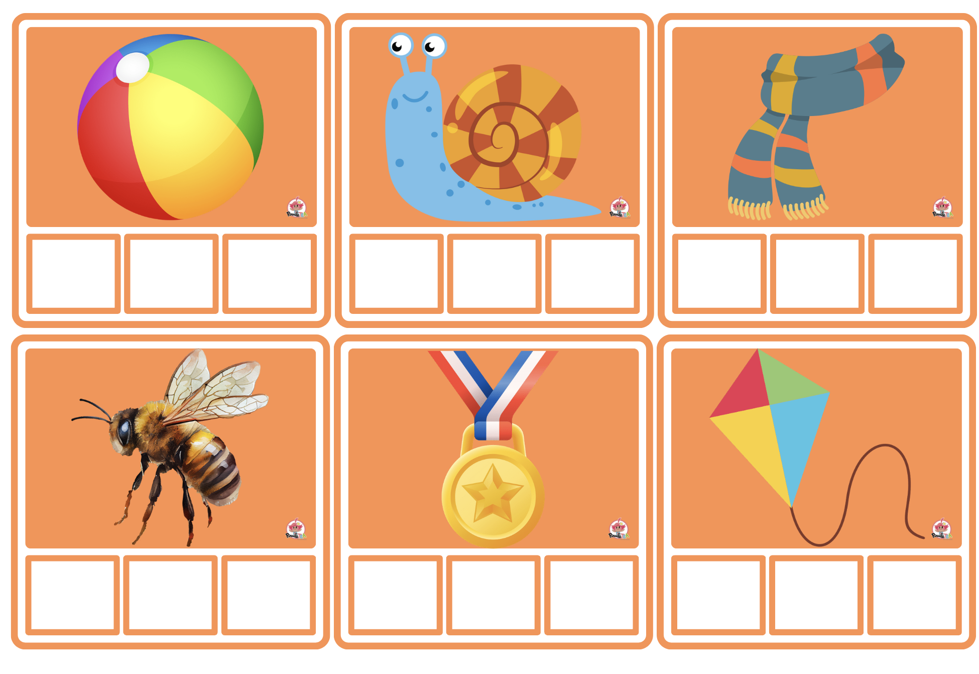 Tarjetas de palabras trisílabas