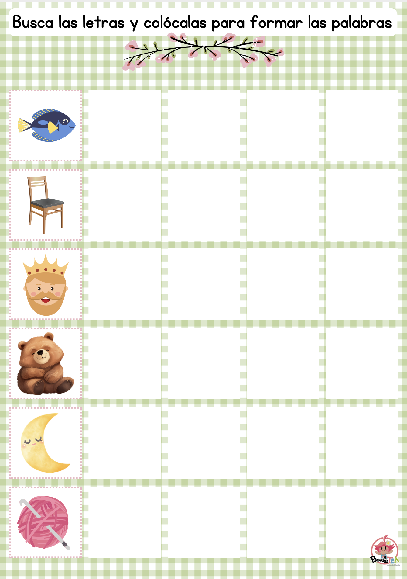 Busca las letras y completa las palabras