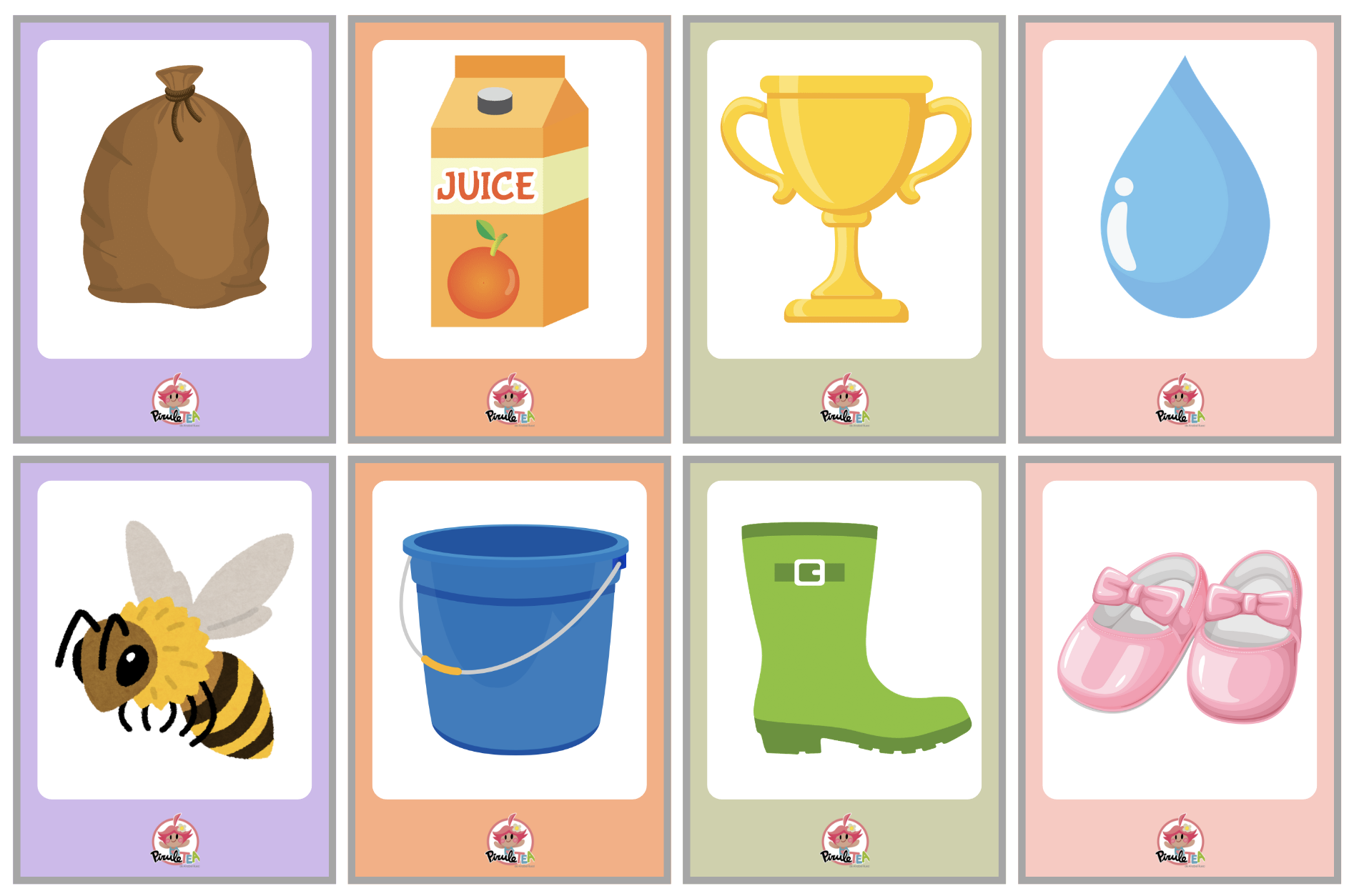 Tarjetas de frases con colores