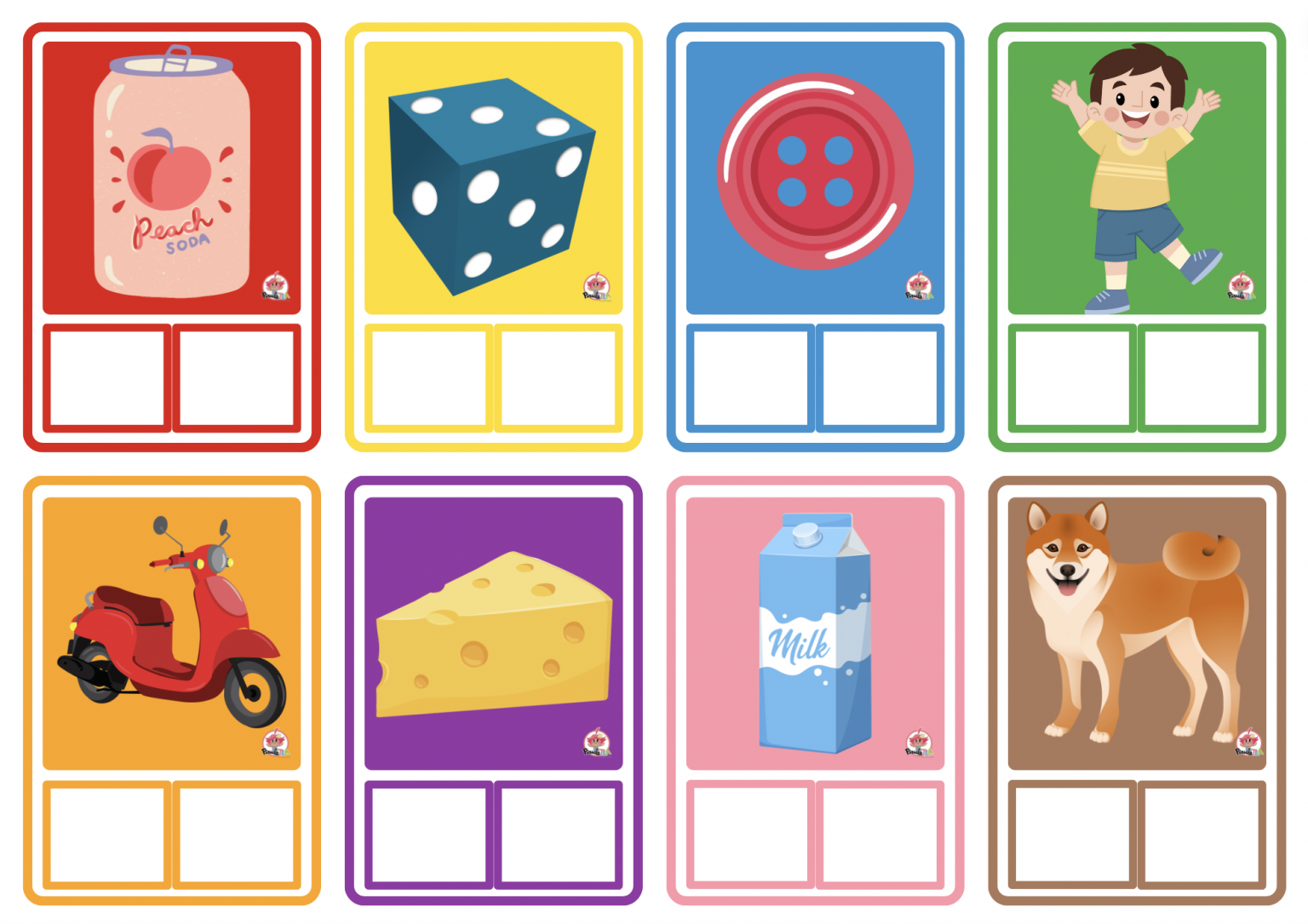 Tarjetas de palabras bisílabas