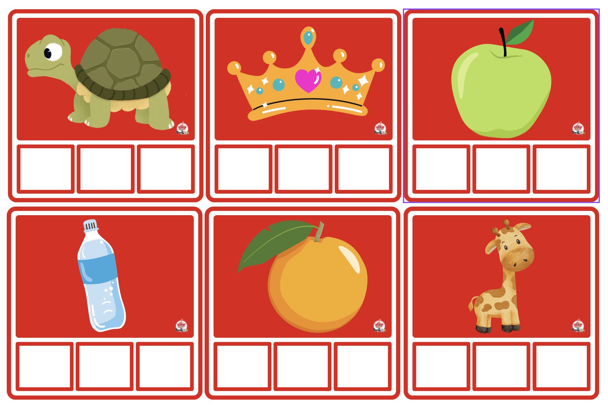 Tarjetas de palabras trisílabas