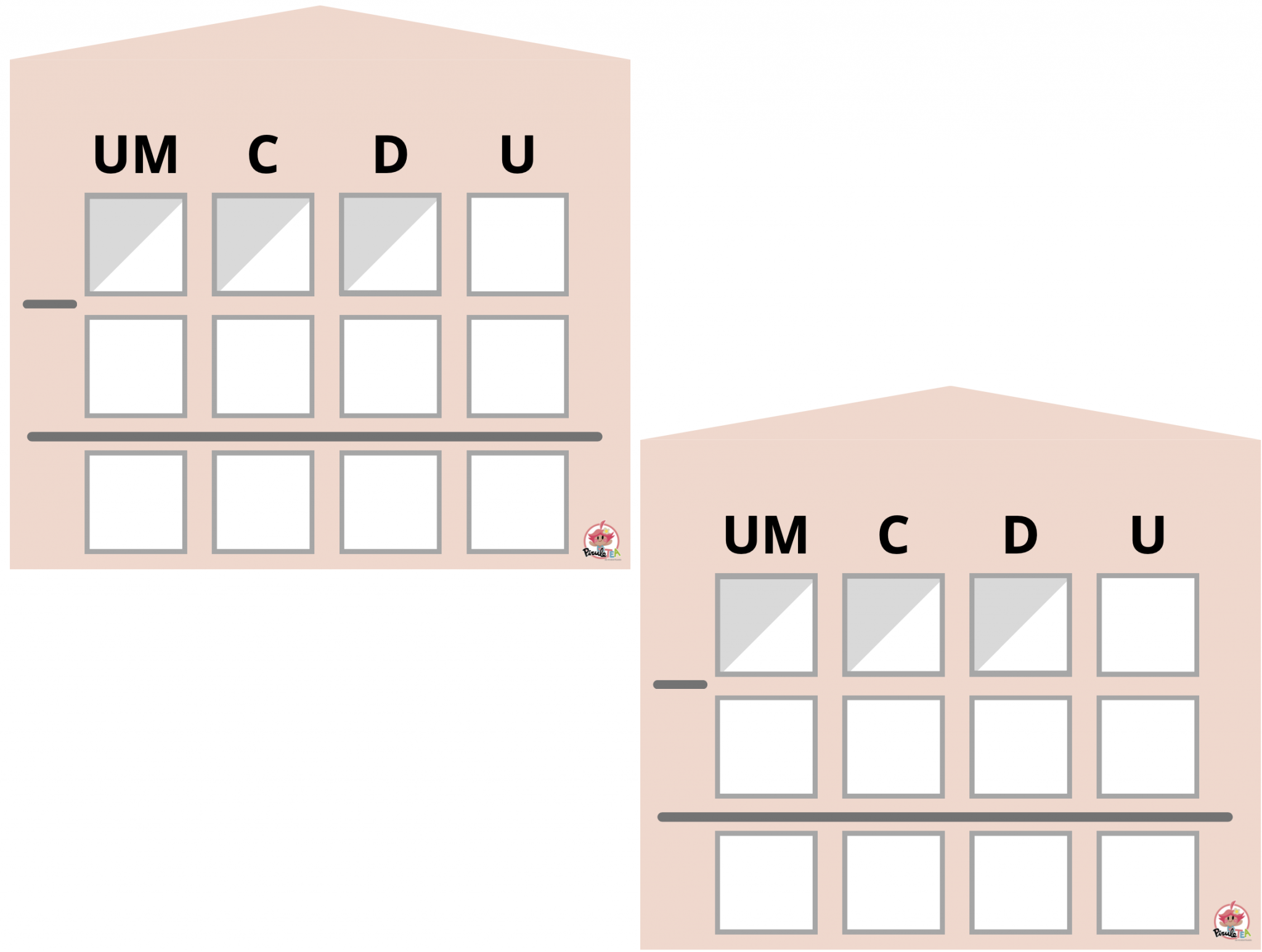 Plantillas de sumas y restas con llevadas
